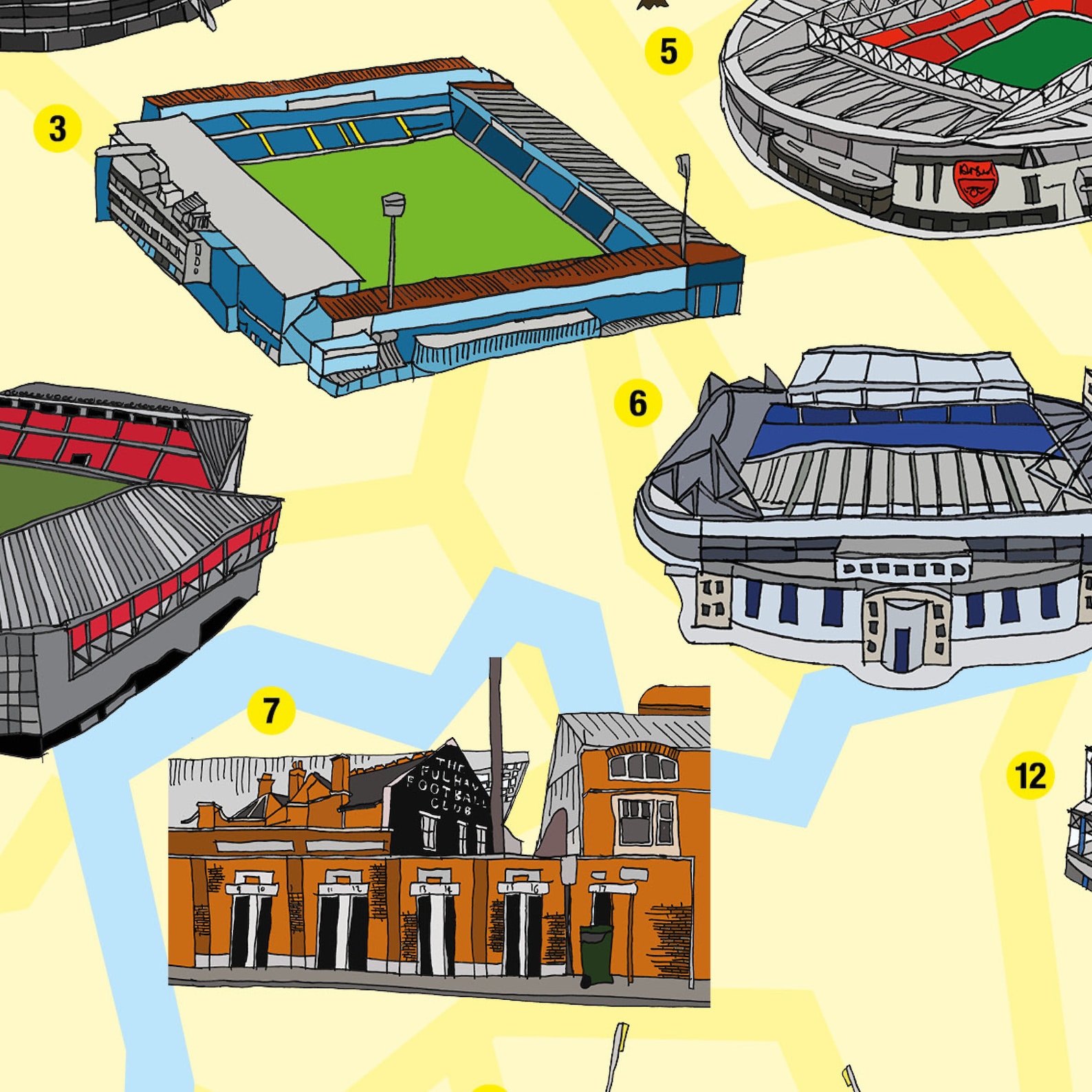 London Football Stadiums Illustrated Map - Etsy Canada