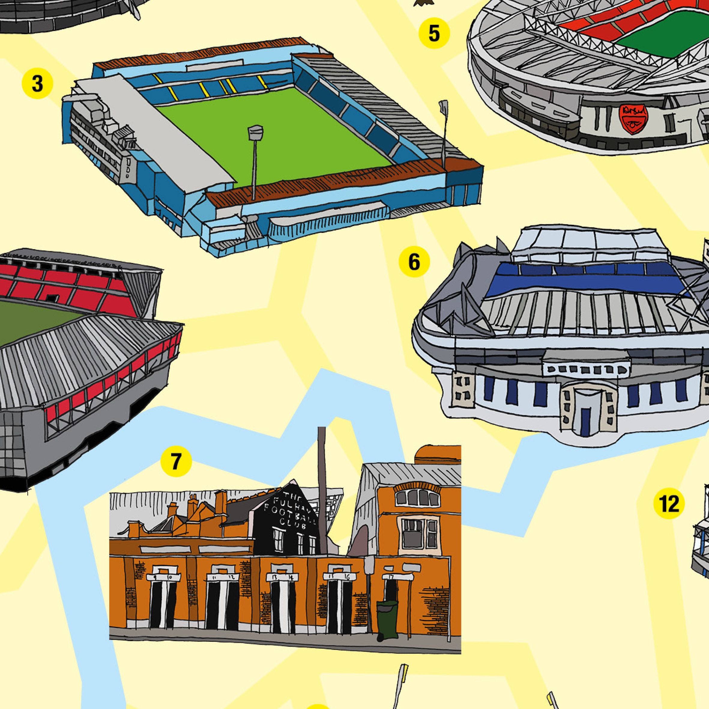 London Football Stadiums Illustrated Map - Etsy Canada