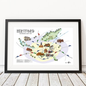 Hertford Town - Illustrated Map - Etsy