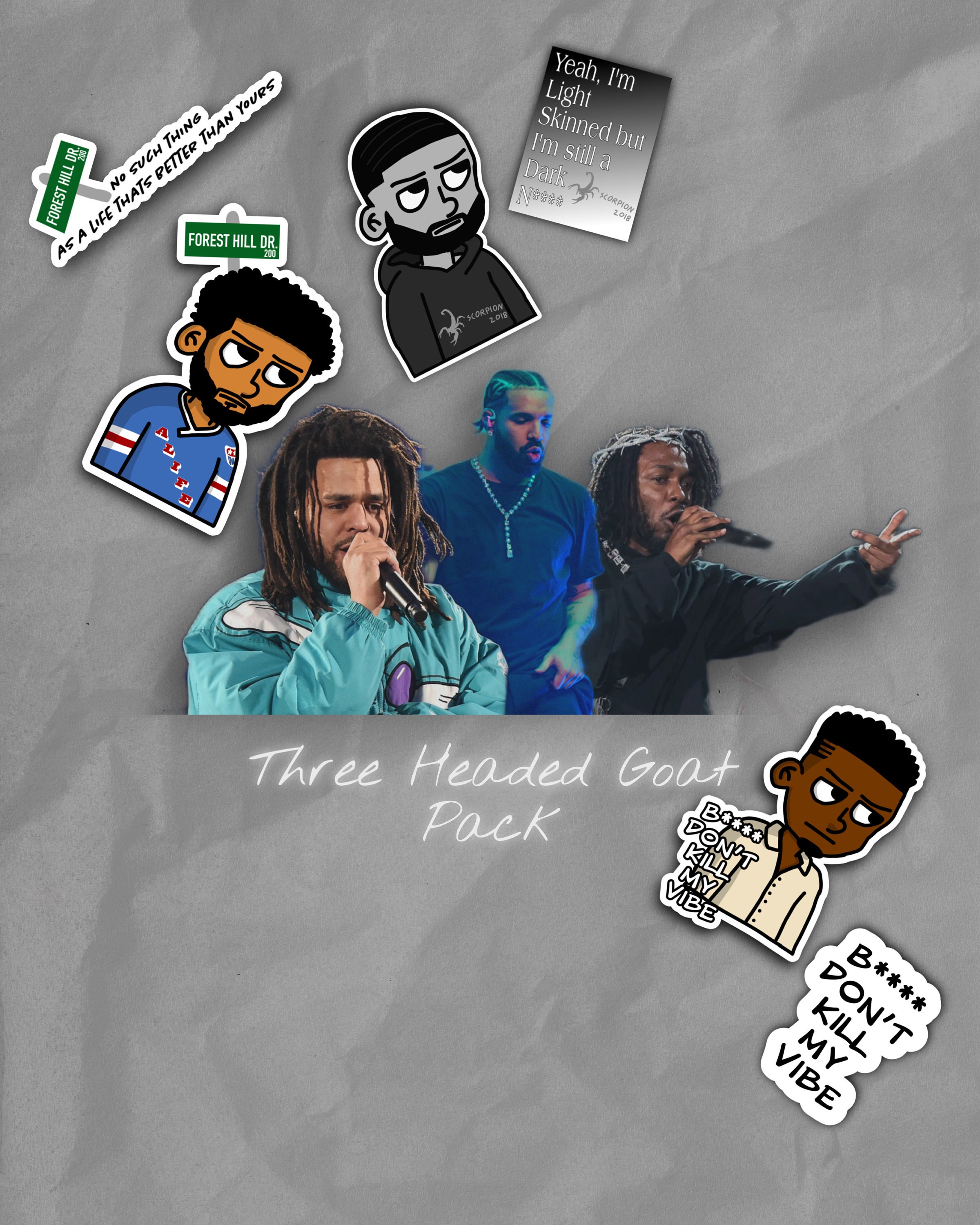 Three Headed GOAT Sticker Pack for Gift, Hydro Flask, Laptop ...