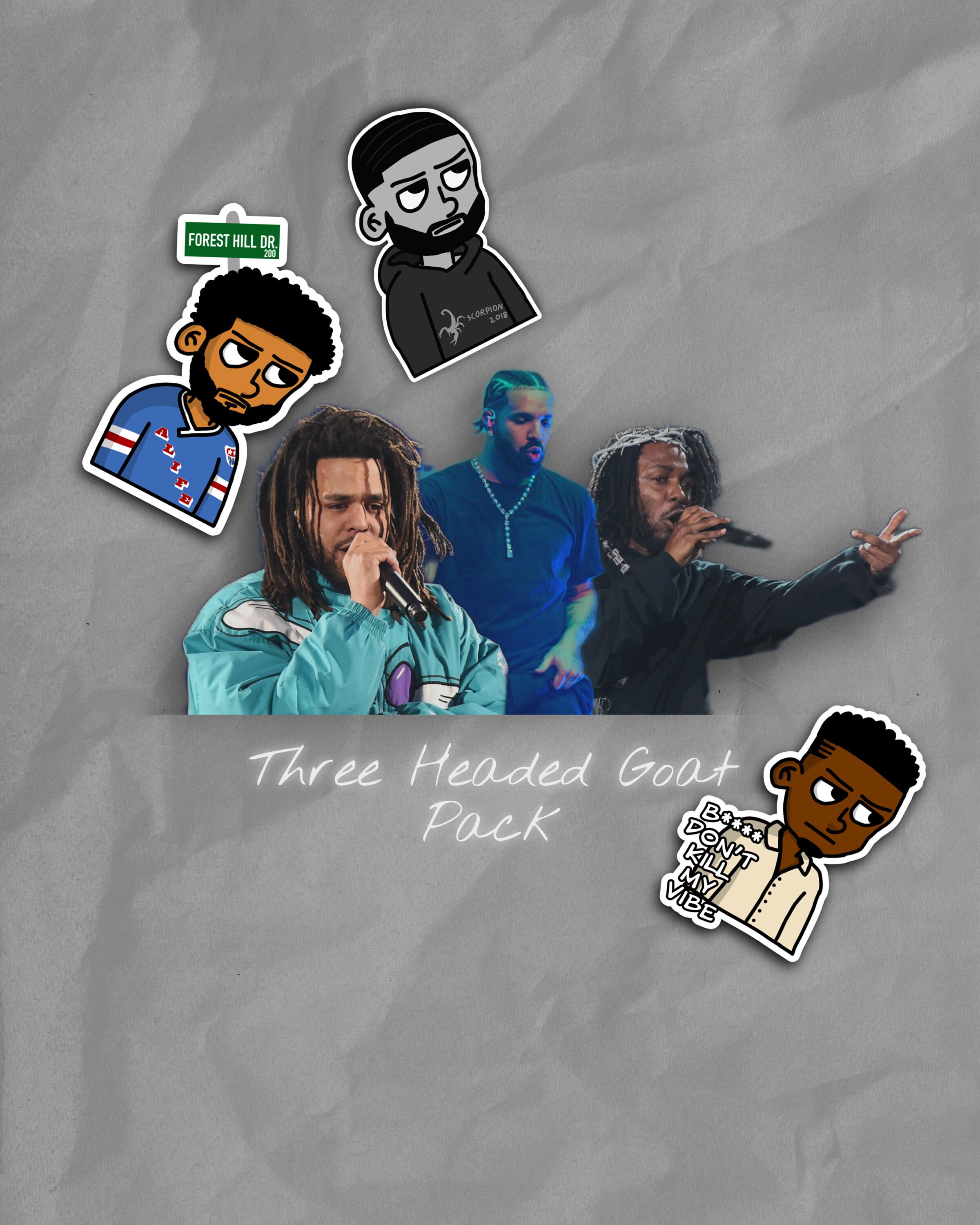 Three Headed GOAT Sticker Pack for Gift, Hydro Flask, Laptop ...