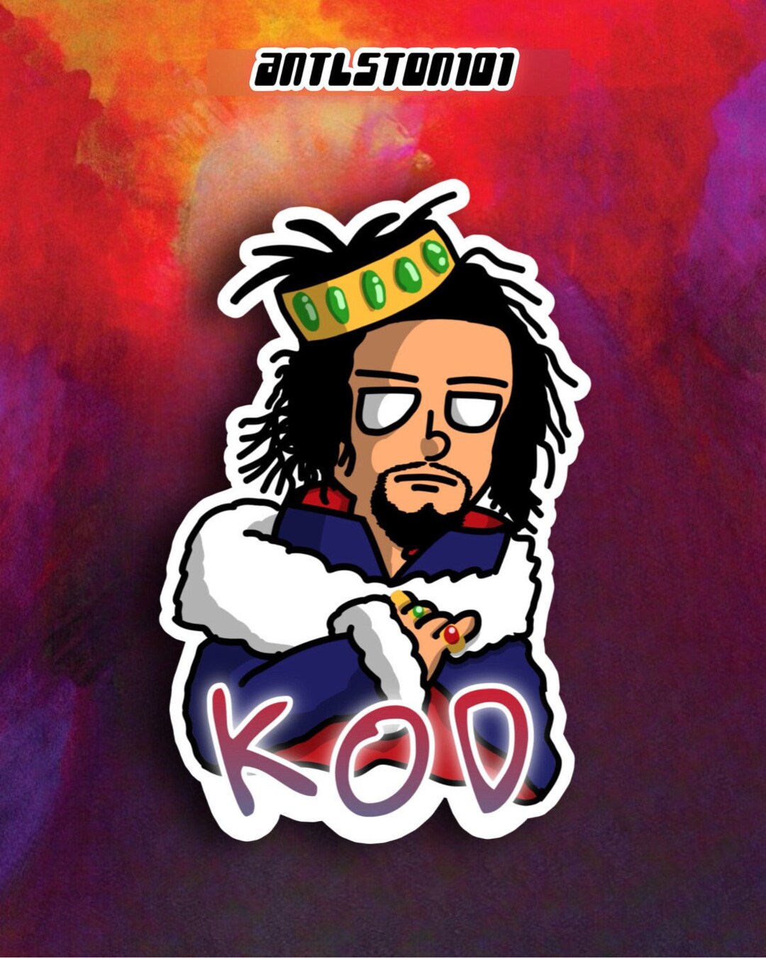 J.cole KOD Sticker for Gift, Hydroflask, Laptops, Skateboards, Car ...