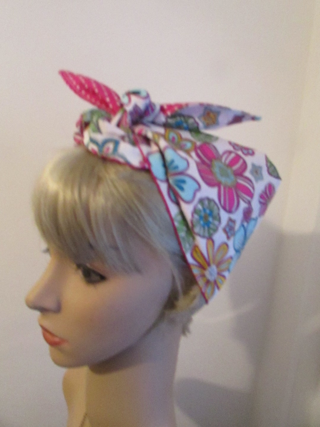 Pin up Rockabilly Self Tie Triangle Turban Hippy Chick Milti Colour ...