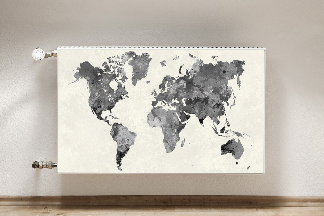 Magnetic Mat for Radiator, Watercolor Map, Home Art, Gray Magnet Mat ...