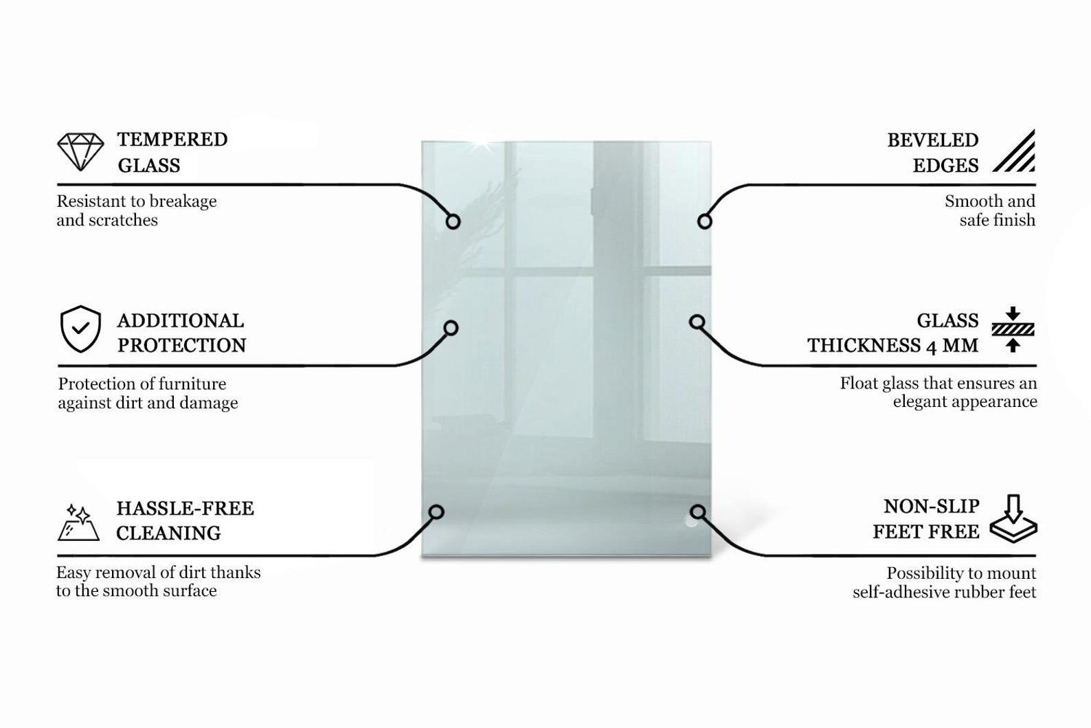 Rectangle See-through Glass Table Top, Round Glass Table Cover, Scratch ...
