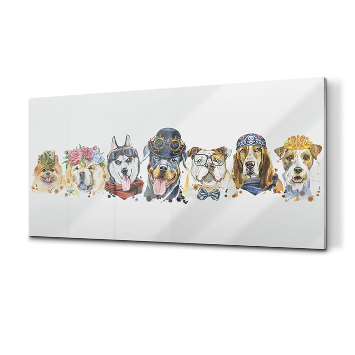 Funny Dogs Glass Splashback, White Cooker Panel, Blue Contemporary ...