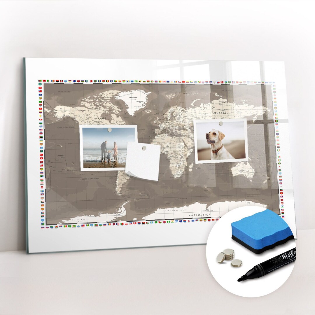Brown World Map Magnetic Board, Places Visited Map, Brown Places You've ...