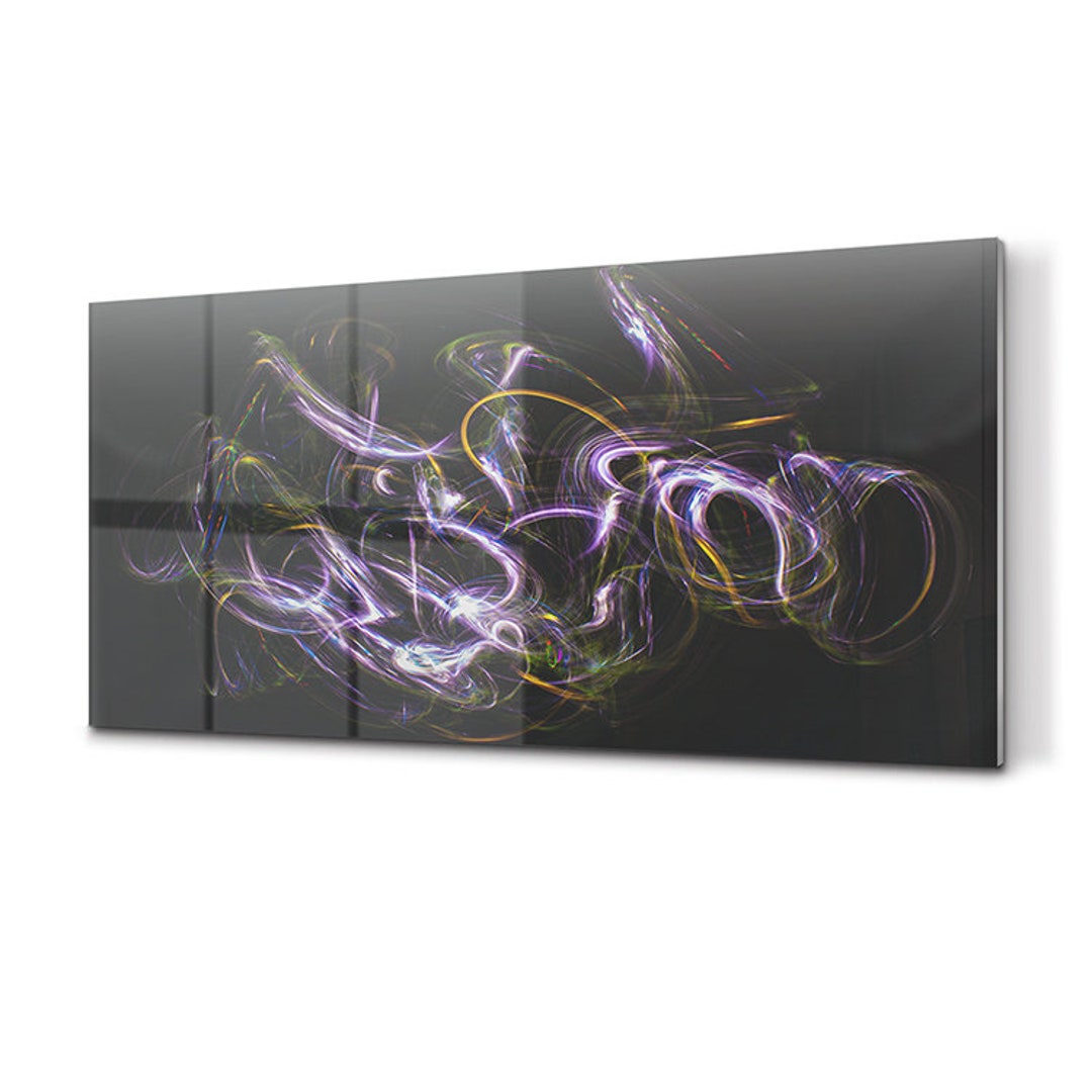 3D Illustration Light Glass Splashback, Black Non Toxic Print, Blue ...