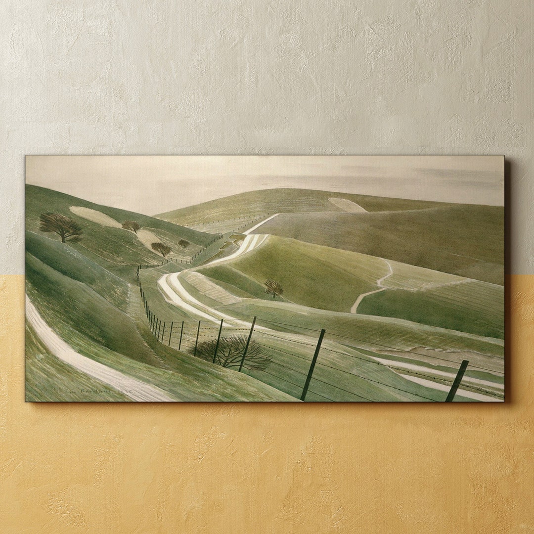 Chalk Paths 1935 Eric Ravilious Large Canvas Art, Green Modern Patterns ...