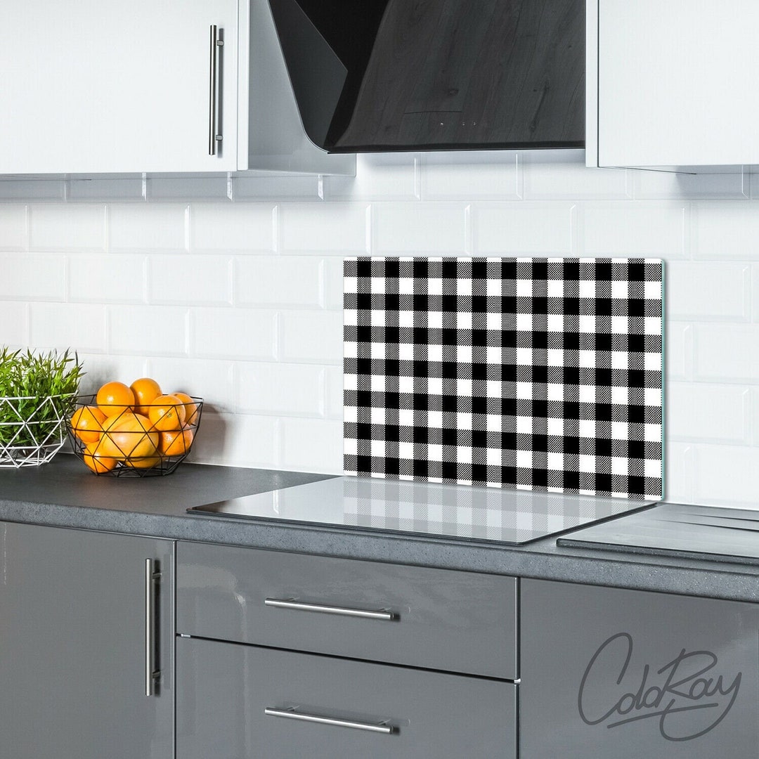 Chequered Beautiful Pattern Backsplash Tile, Serving Board, Black and ...