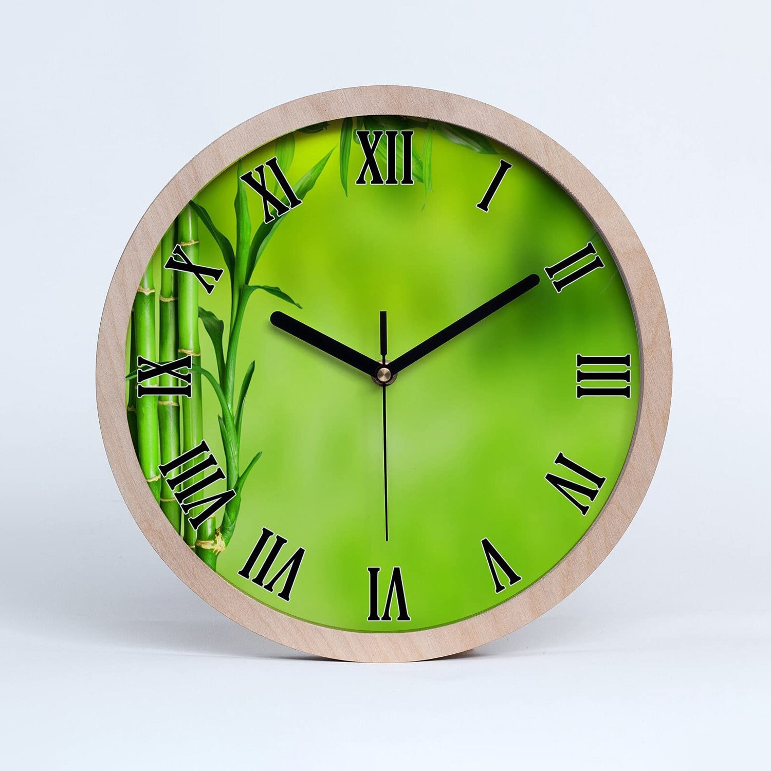 Bamboo Plant Wood Wall Clock Green Modern Wall Clock White - Etsy