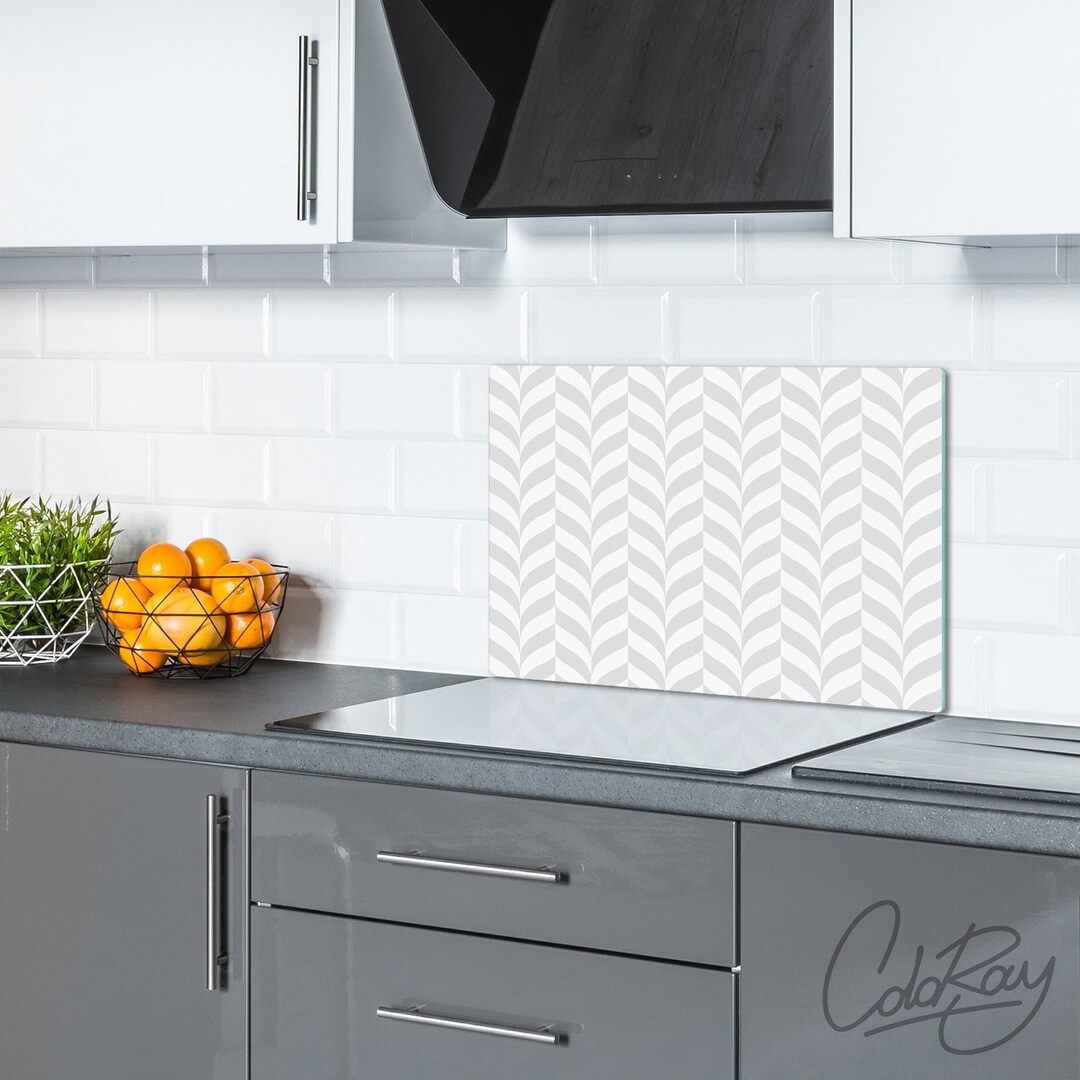 Mosaic Regular Pattern Backsplash, White Splashback, Gray Serving Board ...