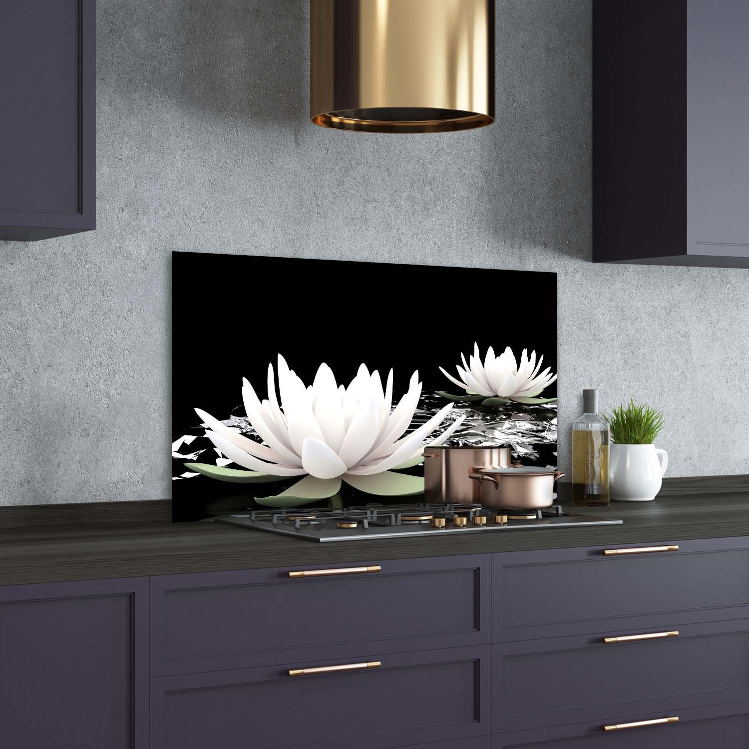 Lotus Flower Splashback for Kitchem White Kitchen Backsplash - Etsy