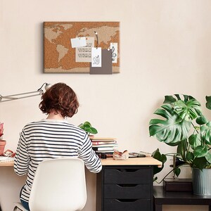 Wood World Map, Brown, Size XXL, Pin Board, Pins Included, Travel ...