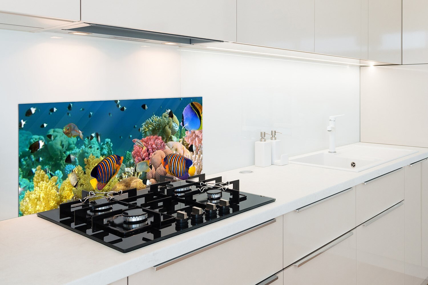Coral Reef Splashback, Yellow Kitchen Panel for Wall, Blue Waterproof ...