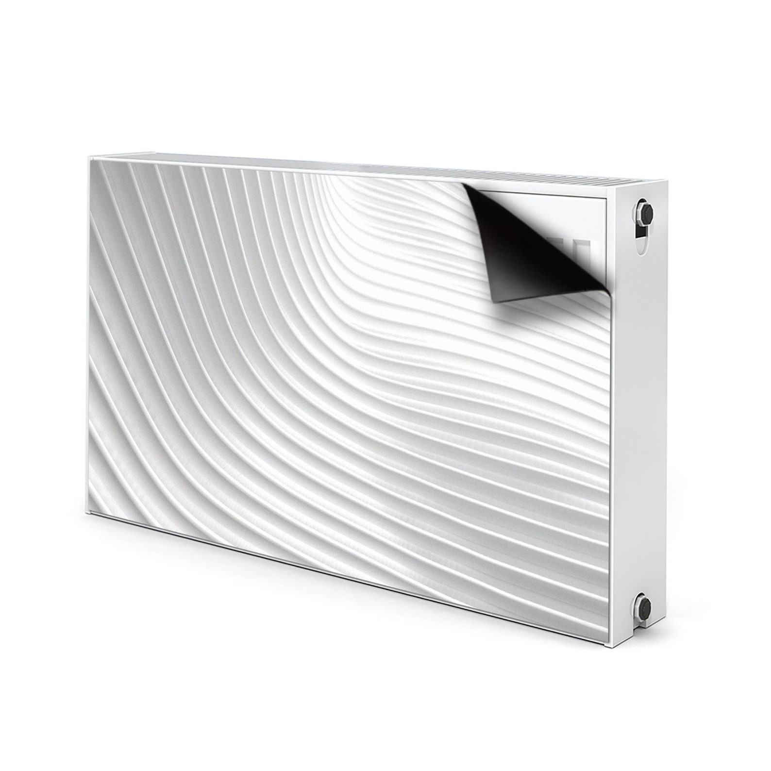 Abstract Lines Heating Cover, Silver Printed Radiator Cover, White ...