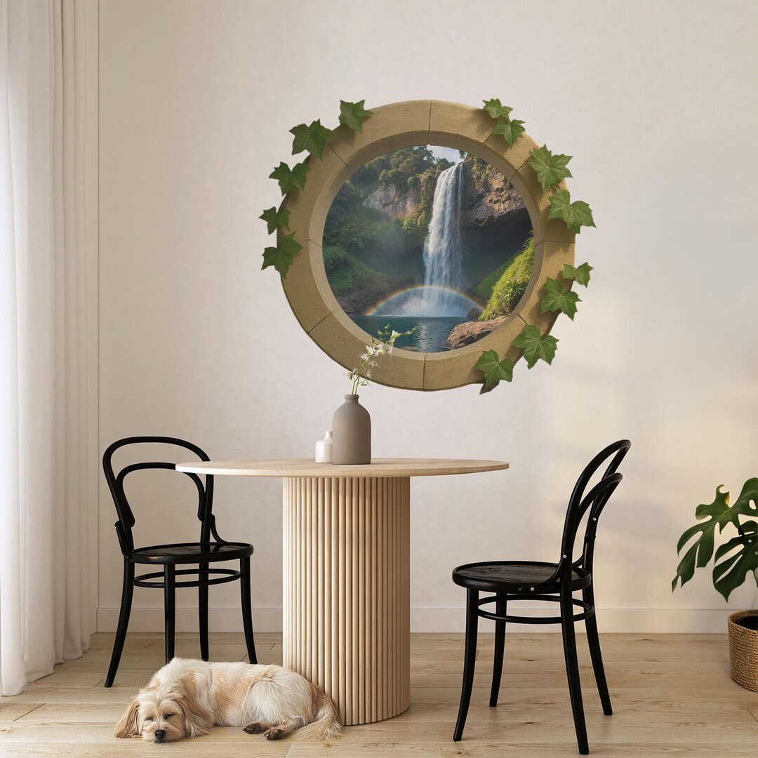 Fake Window Sticker - Natural Oasis, Green Self-adhesive Wall Decals ...