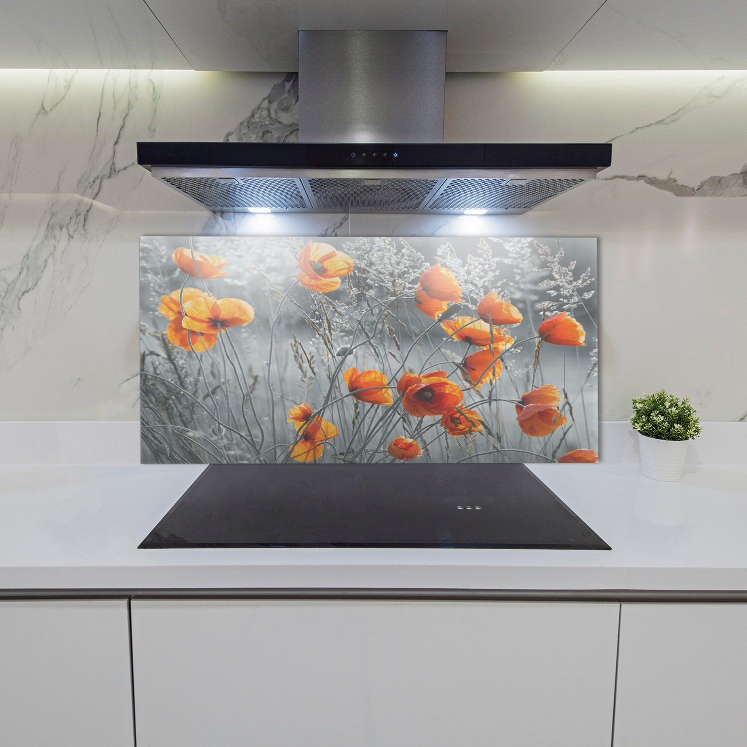Field Poppies Splashback Red Backsplash Panel Gray Tempered - Etsy