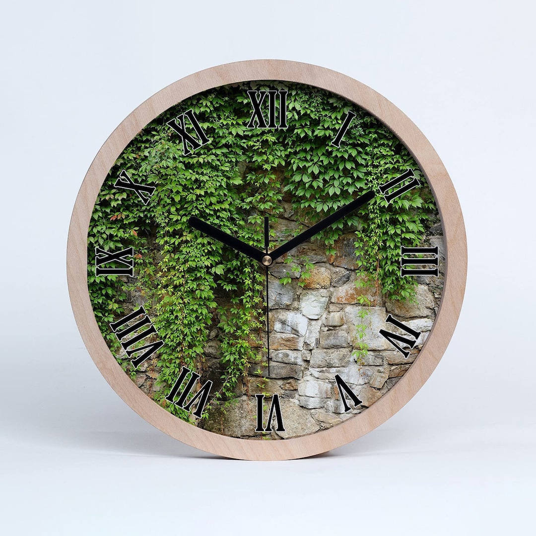 Plants Wild Climbers Wall Clock, Green Modern Wall Art, Beige ...
