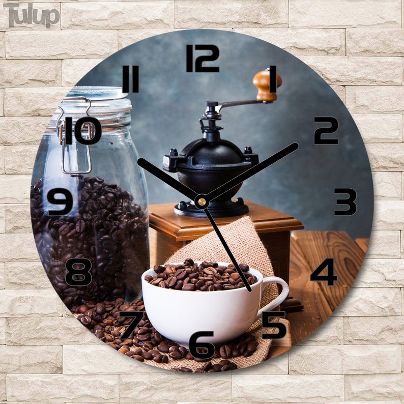 Aromatic Coffee Glass Clock Brown Home Office Decoration - Etsy