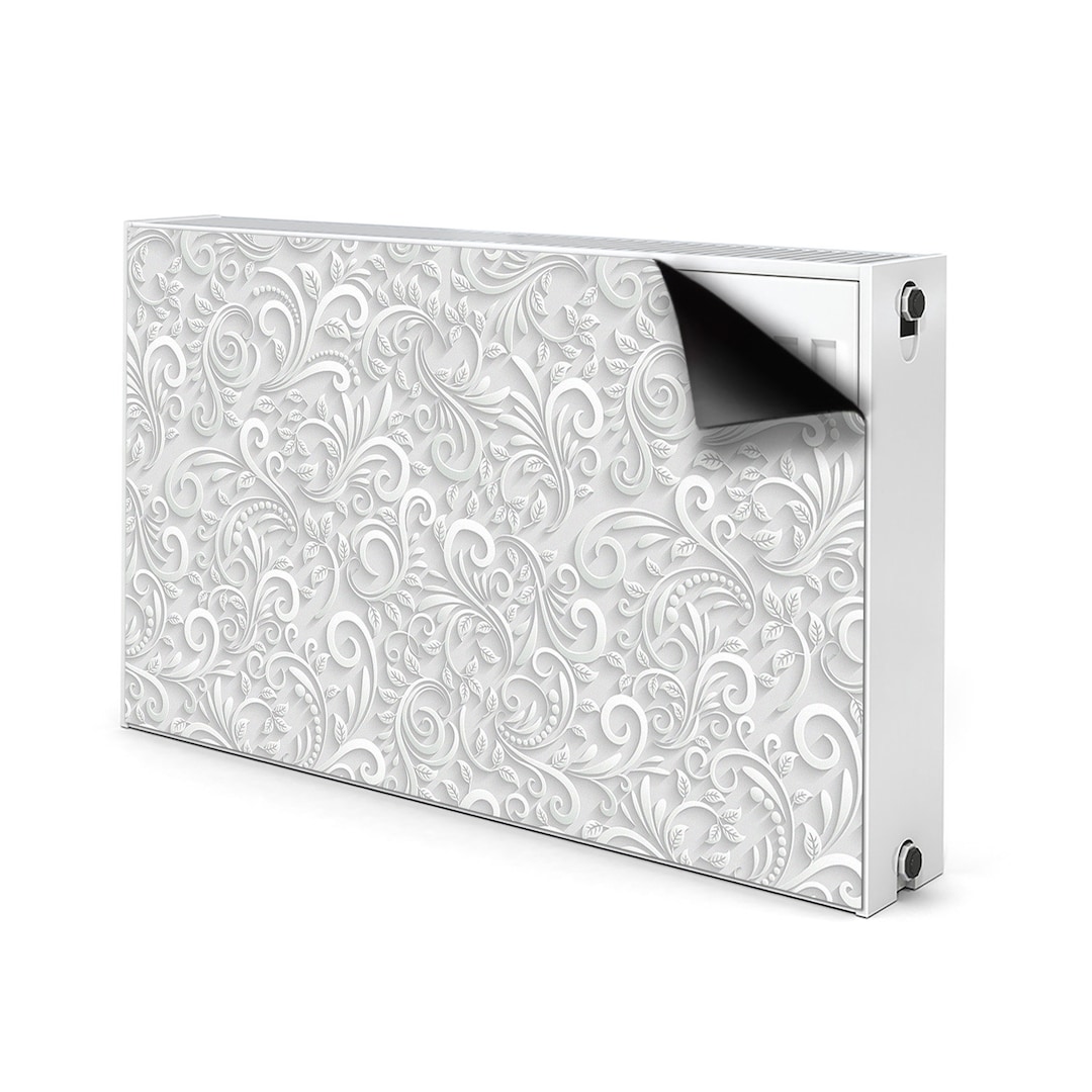 Floral Pattern Radiator Cover, White Magnet Mat, Gray Heating Cover ...