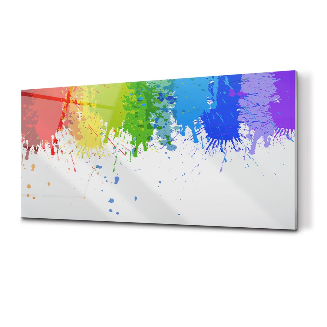 Rainbow Spots Splashback, Green Backsplash Panel, Red Tempered Glass ...
