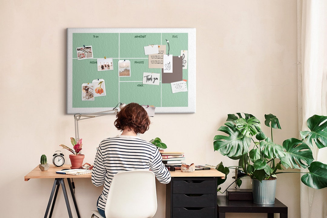 Desktop Organizer, Green, Pinboard, Student's Note Board, Pins Included ...