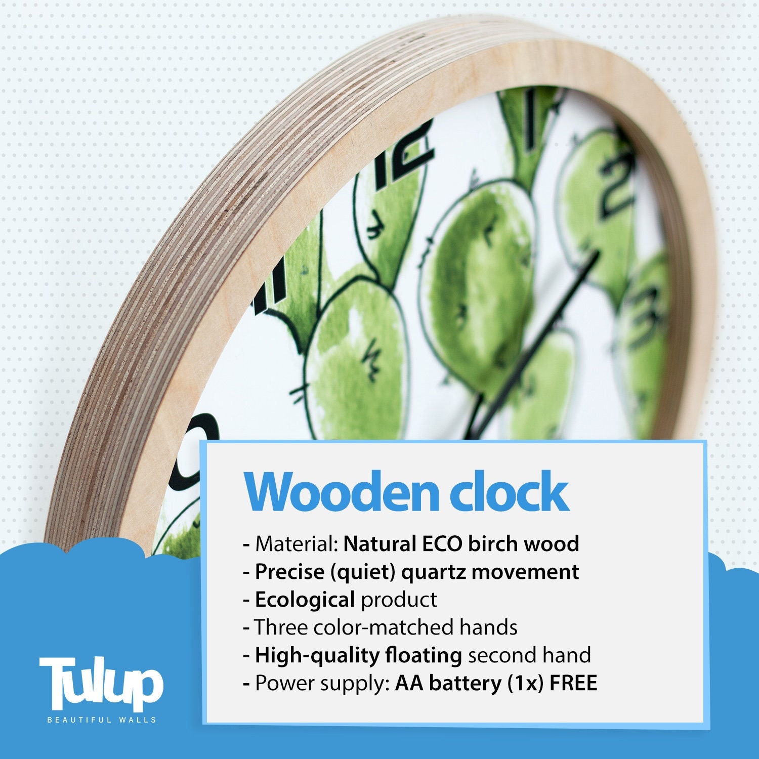 Plants Wild Climbers Wall Clock, Green Modern Wall Art, Beige ...