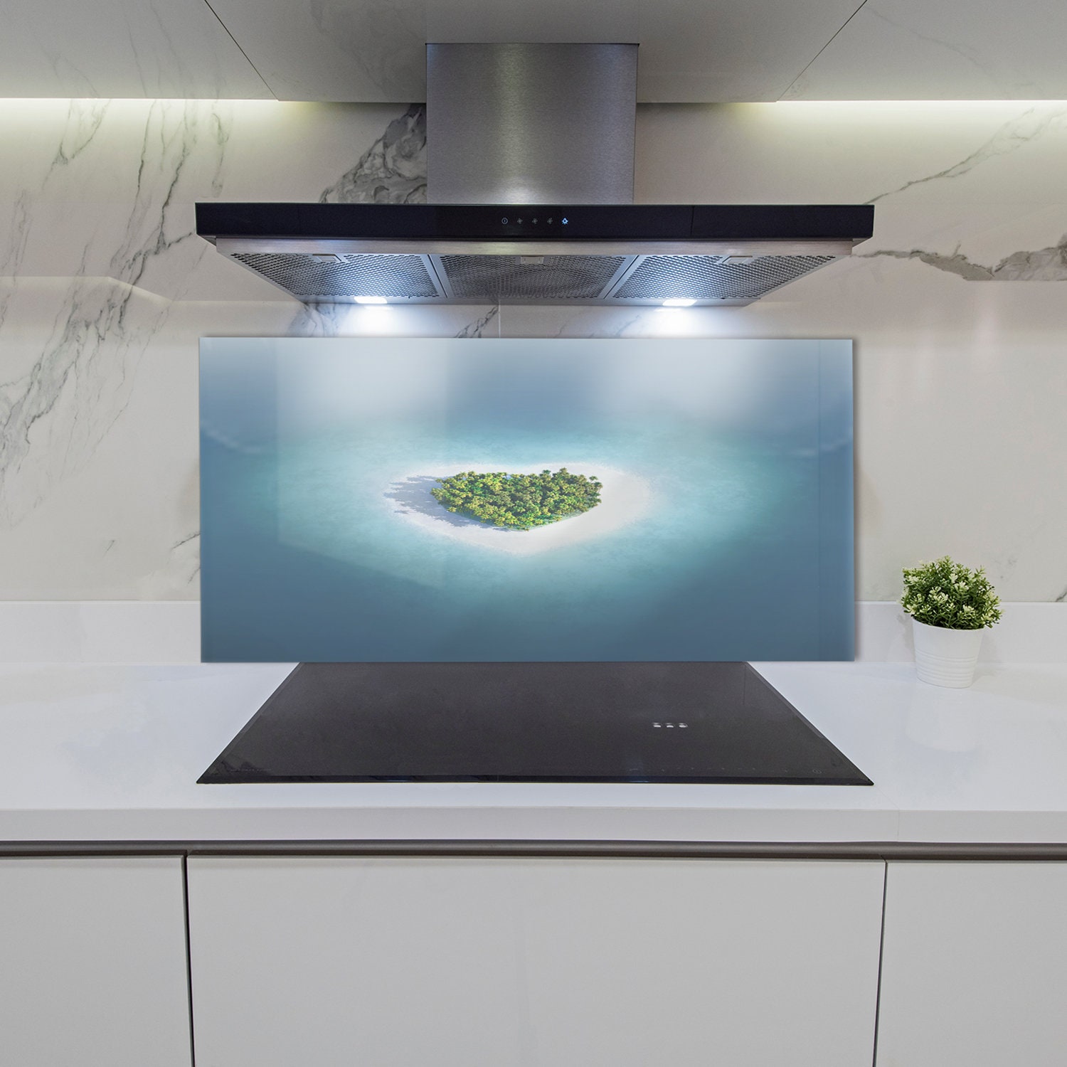 Heart-shaped Island Backsplash Green Splashback for Kitchem | Etsy