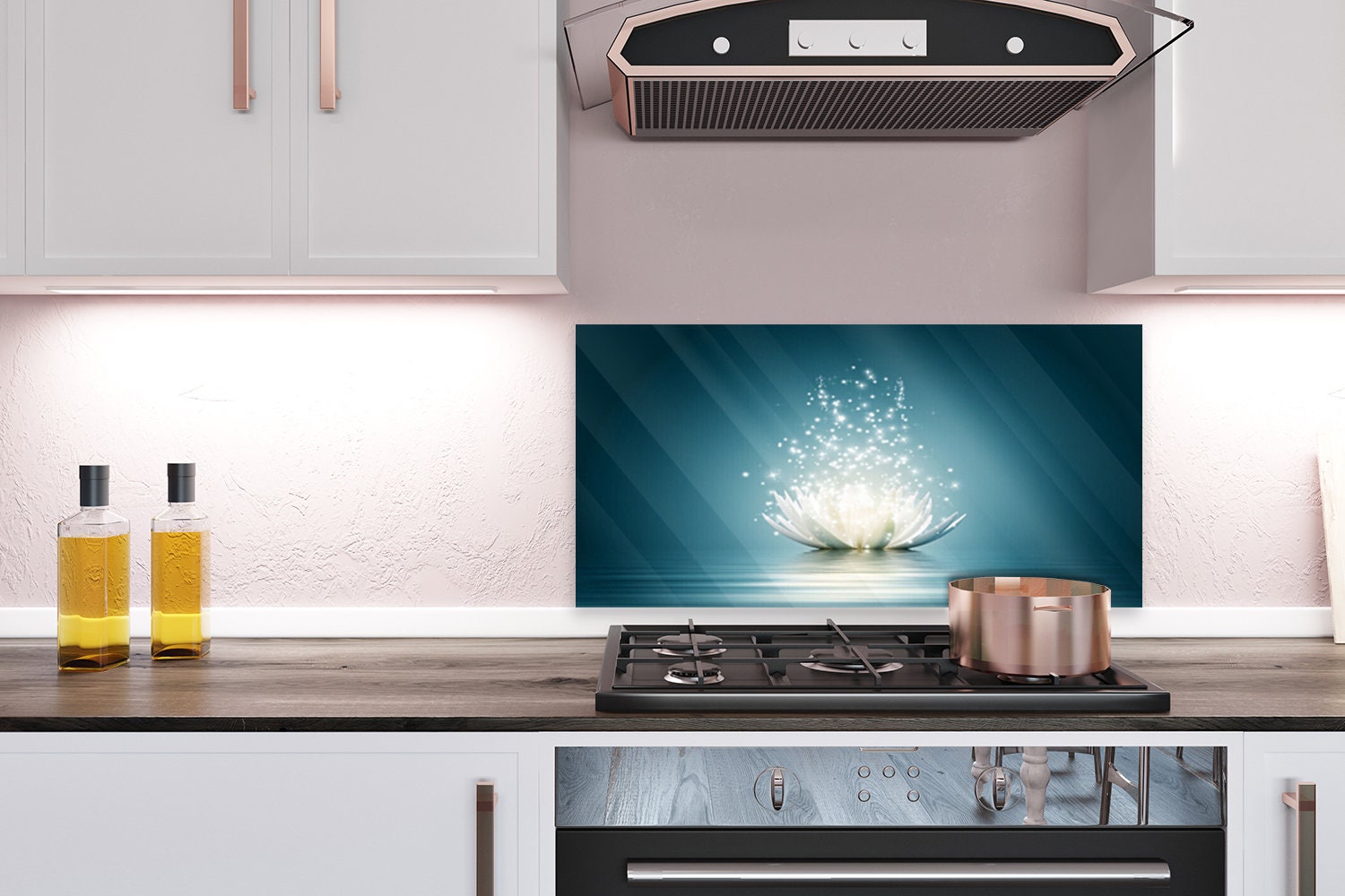 Lotus Flower on the Water Splashback for Kitchem Blue Panel - Etsy