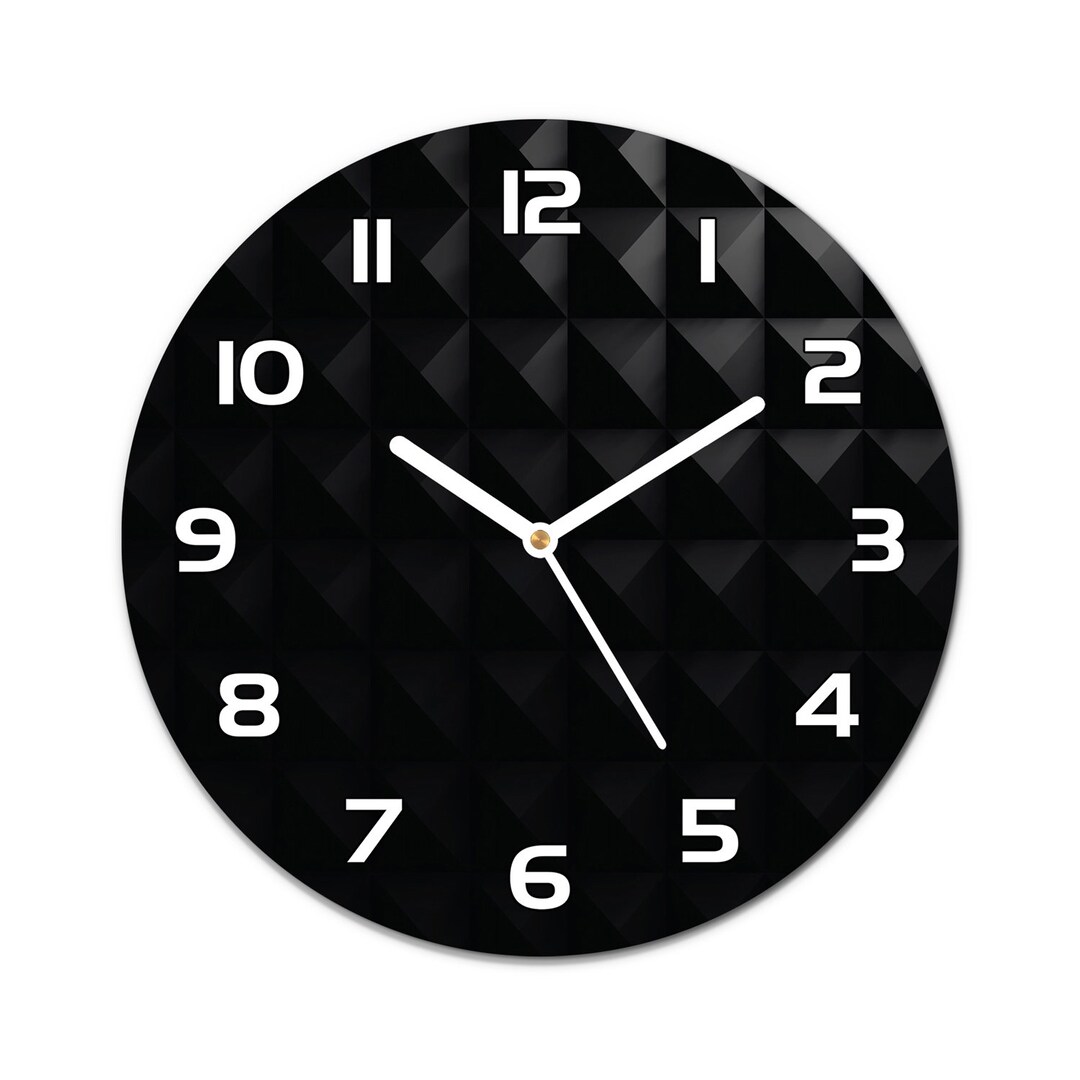 Abstract Background Industrial Wall Clock, Black Glass Wall Print, Gray ...