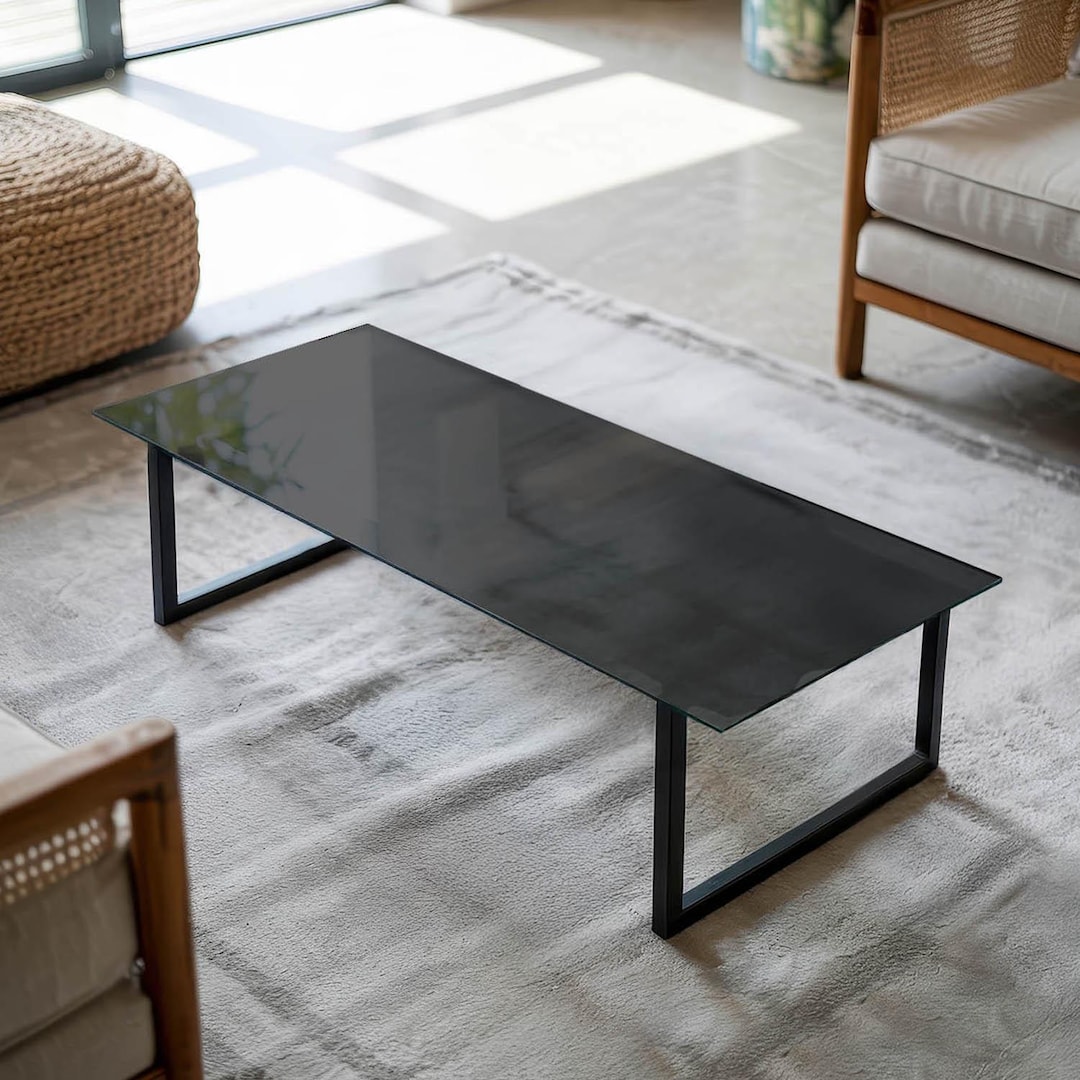 Protective Glass Top for Tables, Smooth Black Color Modern Glass ...