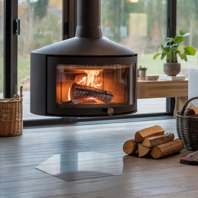 Round Tempered Glass Fireplace Hearth, Minimalist Hearth Extension ...