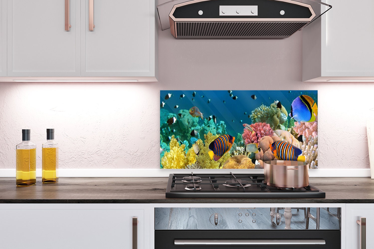 Coral Reef Splashback, Yellow Kitchen Panel for Wall, Blue Waterproof ...