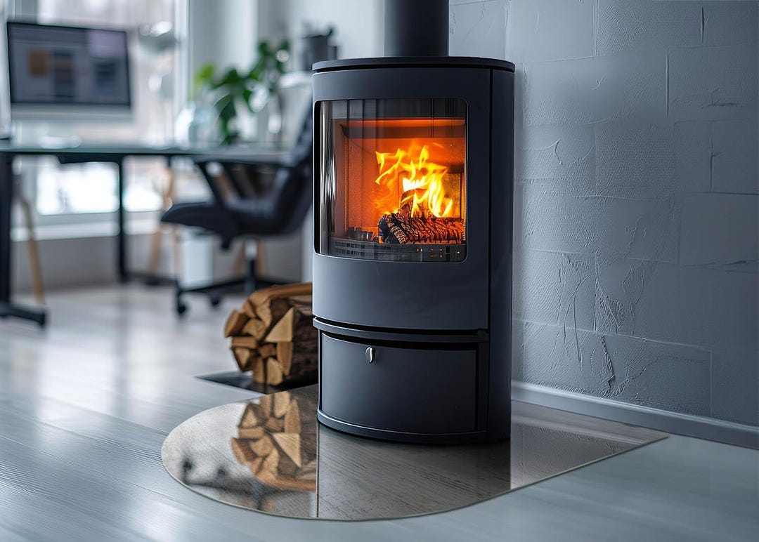 Light Wood Texture Round Fireplace Floor Plate, Beige Fireplace ...