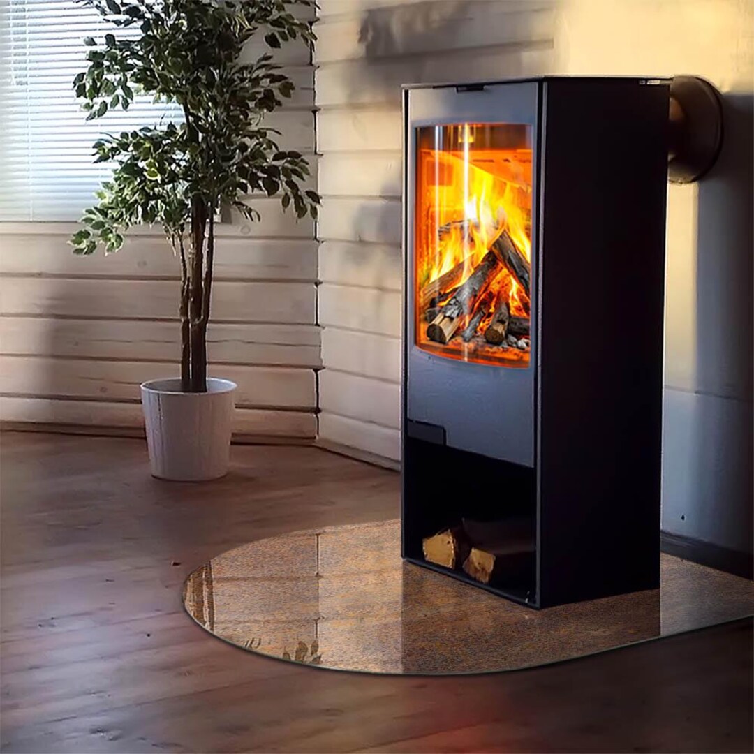 Rust Texture Round Hearth Extension, Brown Fireplace Decoration, Glass ...