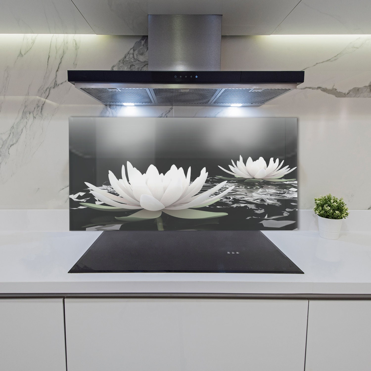 Lotus Flower Splashback for Kitchem White Kitchen Backsplash - Etsy