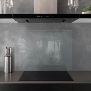 Transparent Glass Kitchen Panel With Point Mounting, Tempered Glass ...