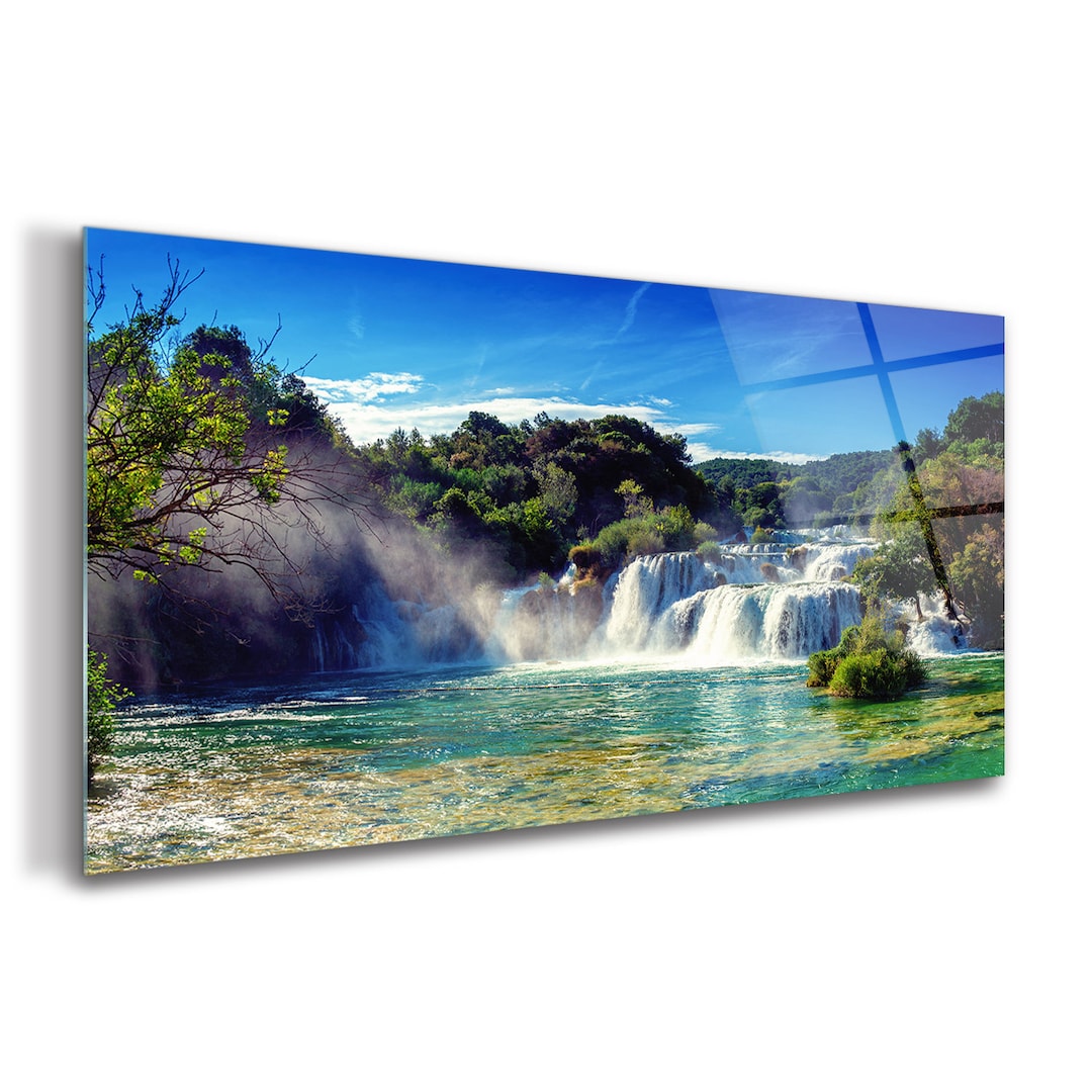 Paysage panoramique, impression sur verre trempé, verre trempé vert ...