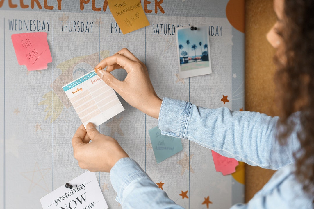 Weakly Planner, Student's Note Board, Pinboard, White, Timetable, Push ...