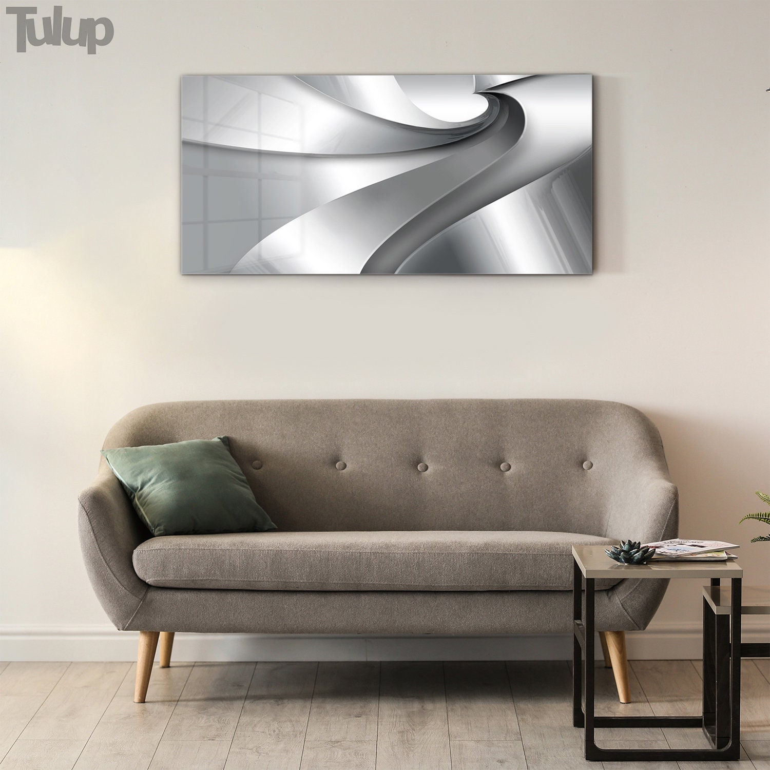 Modern Art Glass Wall Art, Silver Print on Tempered Glass, Gray ...
