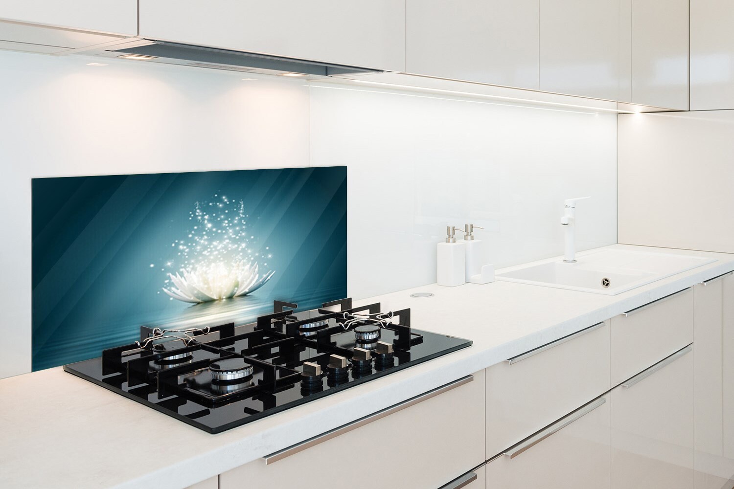 Lotus Flower on the Water Splashback for Kitchem Blue Panel - Etsy