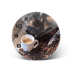 The Good Morning Begins With A Good Coffee Glass Clock, Brown Modern ...