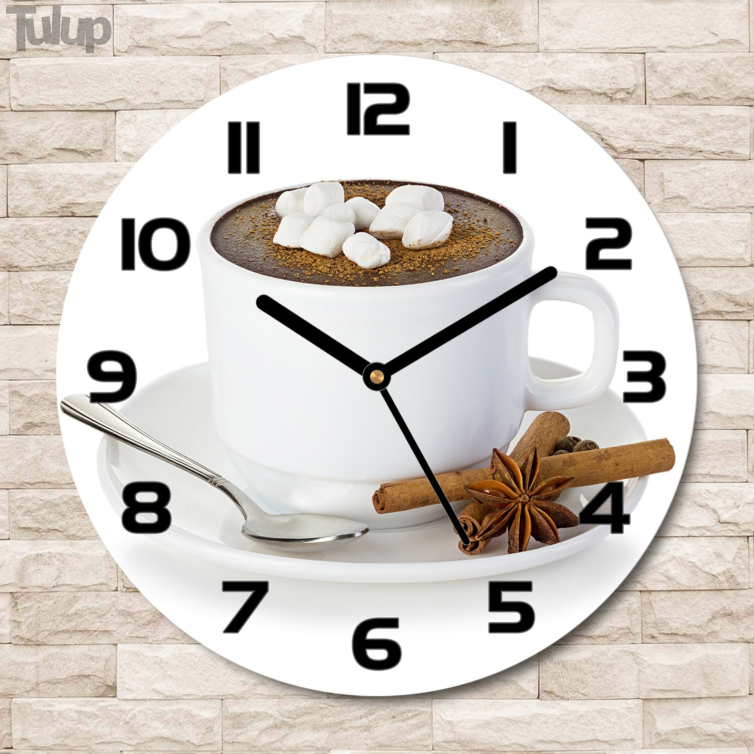 Hot Chocolate Glass Clock Brown Home Office Decoration White - Etsy