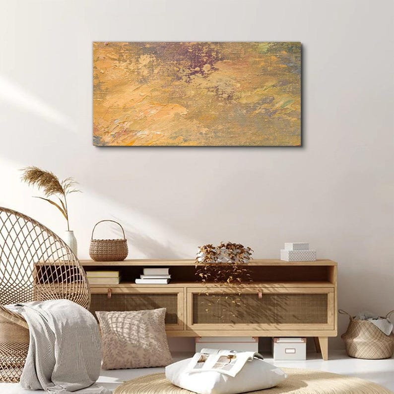 Lienzo retro para pared, beige y amarillo (marco de madera, varios ...