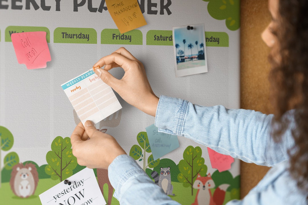 School Week Planner, Timetable, Idea Board, Green, Pins Included ...