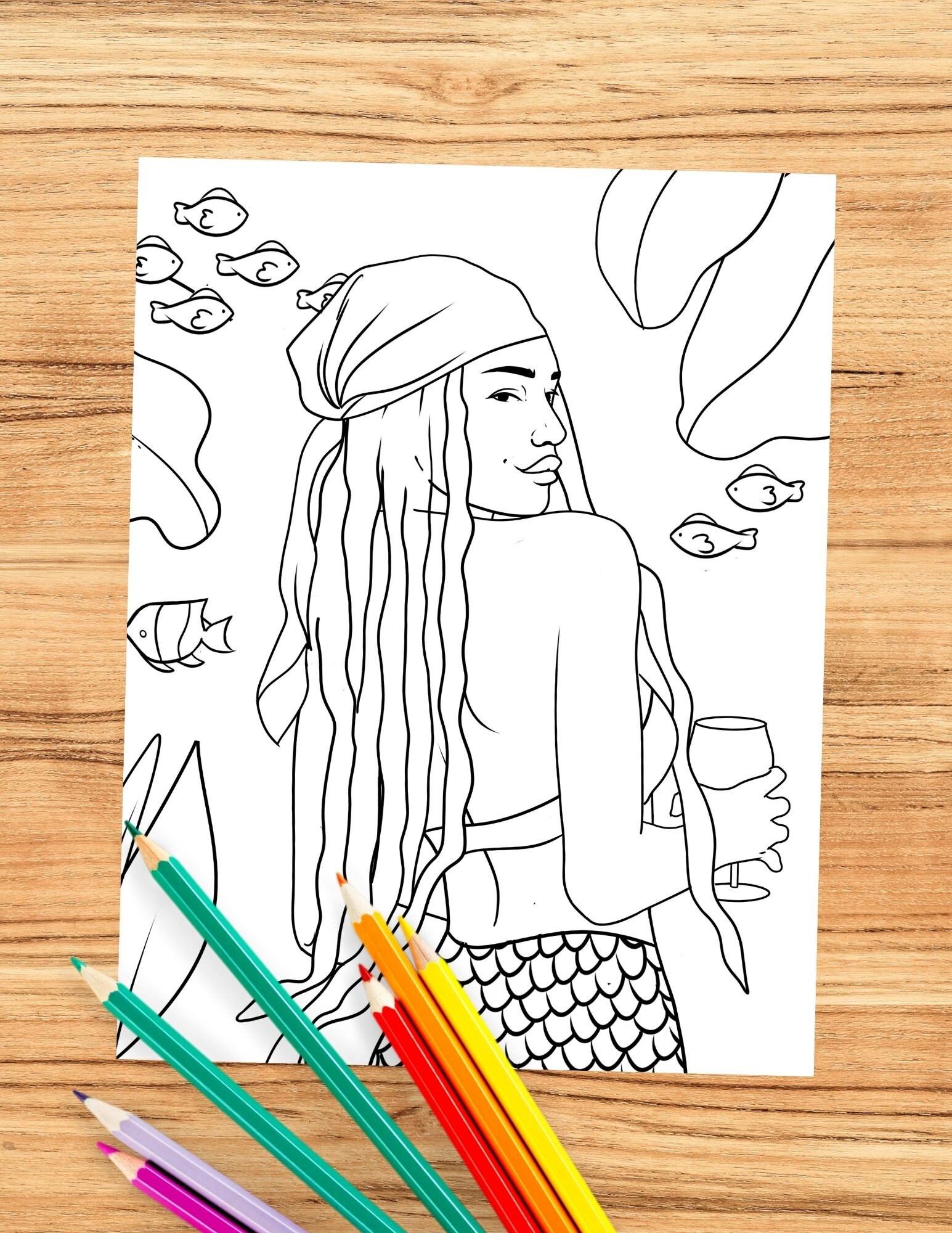 Mermaid Coloring Pages for Adults, 4 Digital Downloads, Printable PDF ...