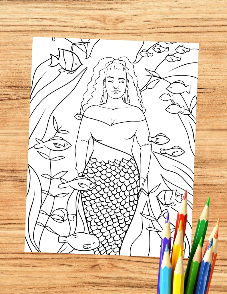 Mermaid Coloring Pages for Adults, 4 Digital Downloads, Printable PDF ...