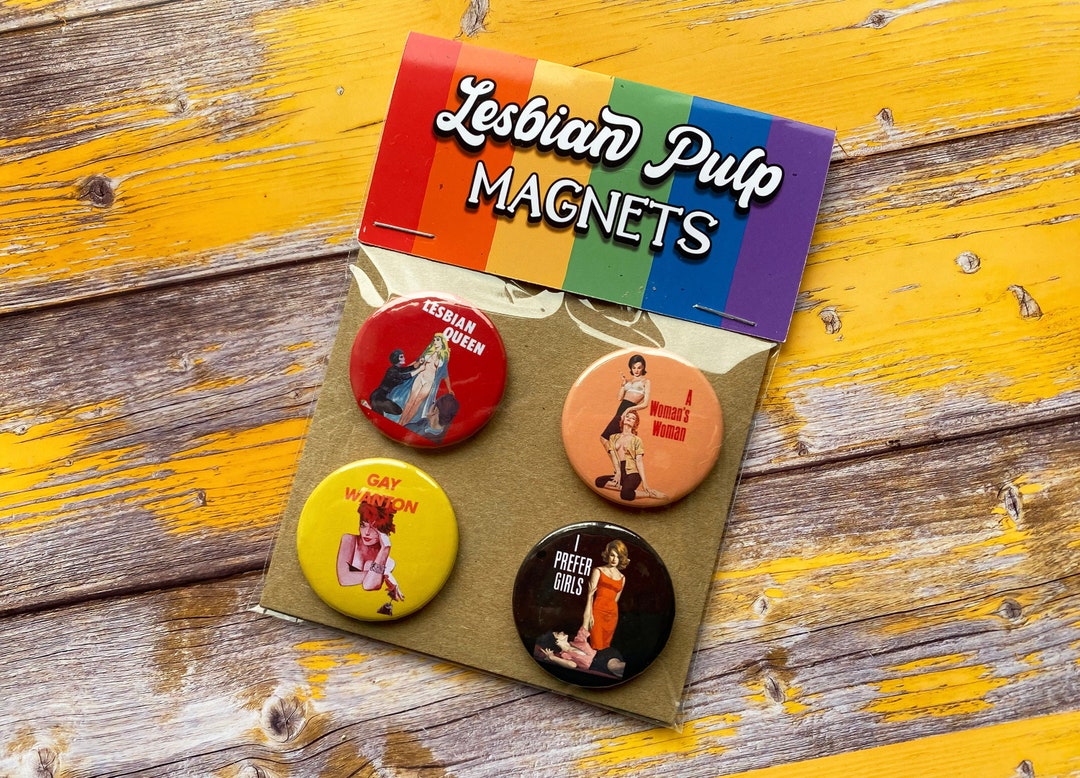 Lesbian Pulp Fridge Magnets Set of 4 WLW Sapphic Feminist Decor Vintage ...