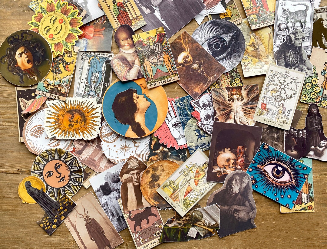 Occult Celestial Creepy Sticker Pack | Vintage Ephemera Photos | Witchy ...